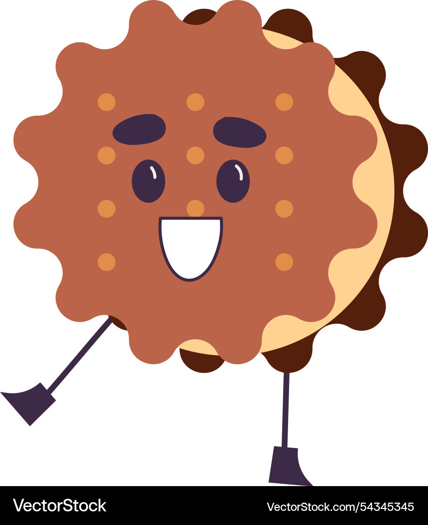 Cute chocolate cookie product with smiling face Vector Image