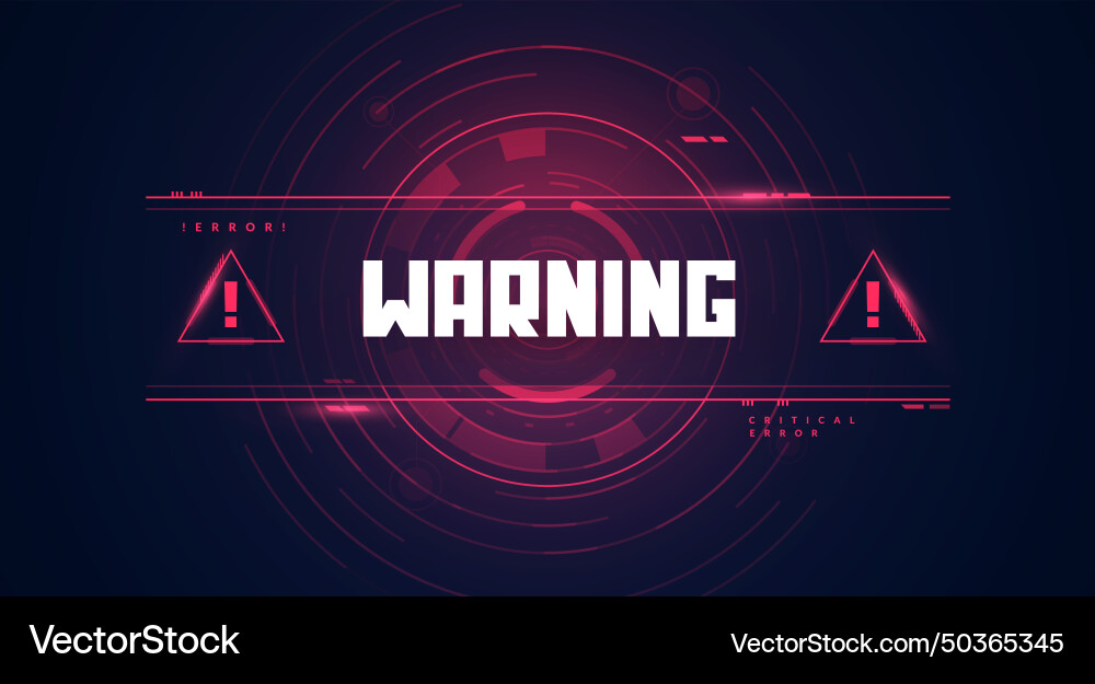Futuristic warning hud interface with alert signs Vector Image