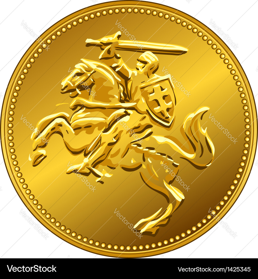 Gold money coin with knight Royalty Free Vector Image