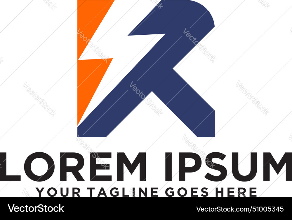 Lightning r letter logo design Royalty Free Vector Image