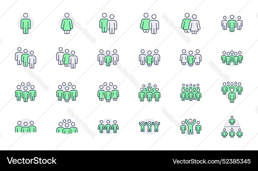 People group line icons Royalty Free Vector Image