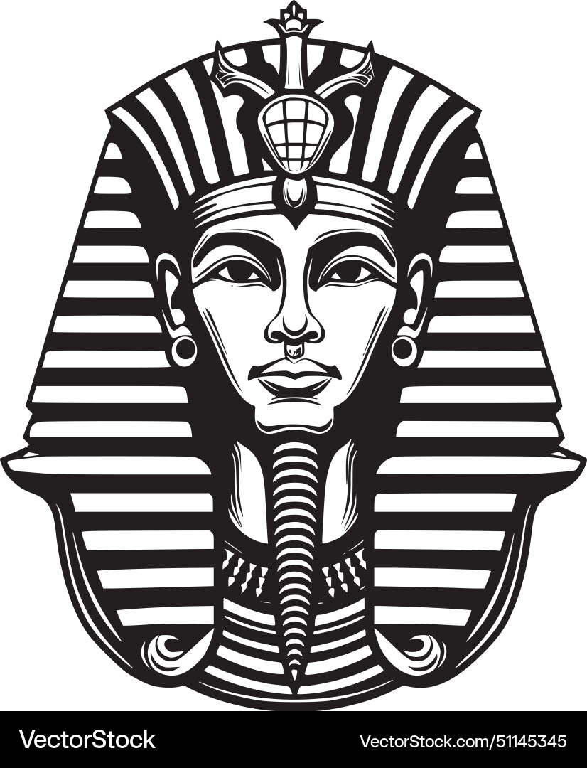 Pharaoh - black and white Royalty Free Vector Image