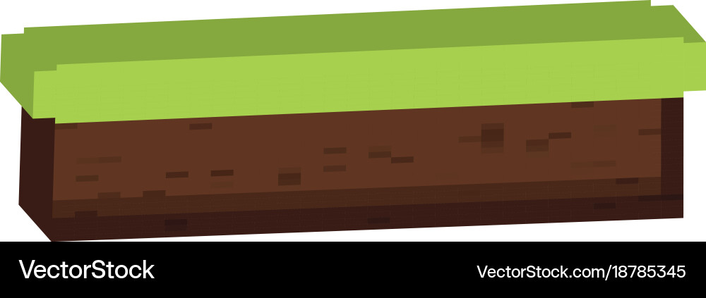 Pixelated grass block icon Royalty Free Vector Image