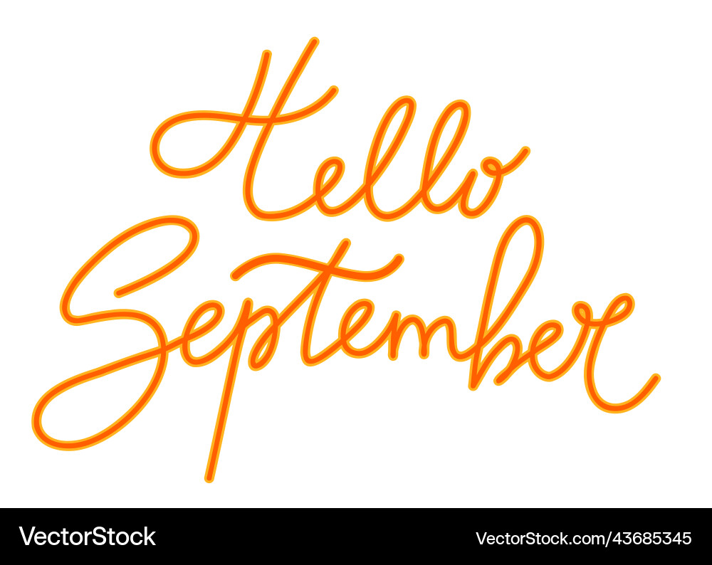 September Autumn Calligraphy Card Royalty Free Vector Image