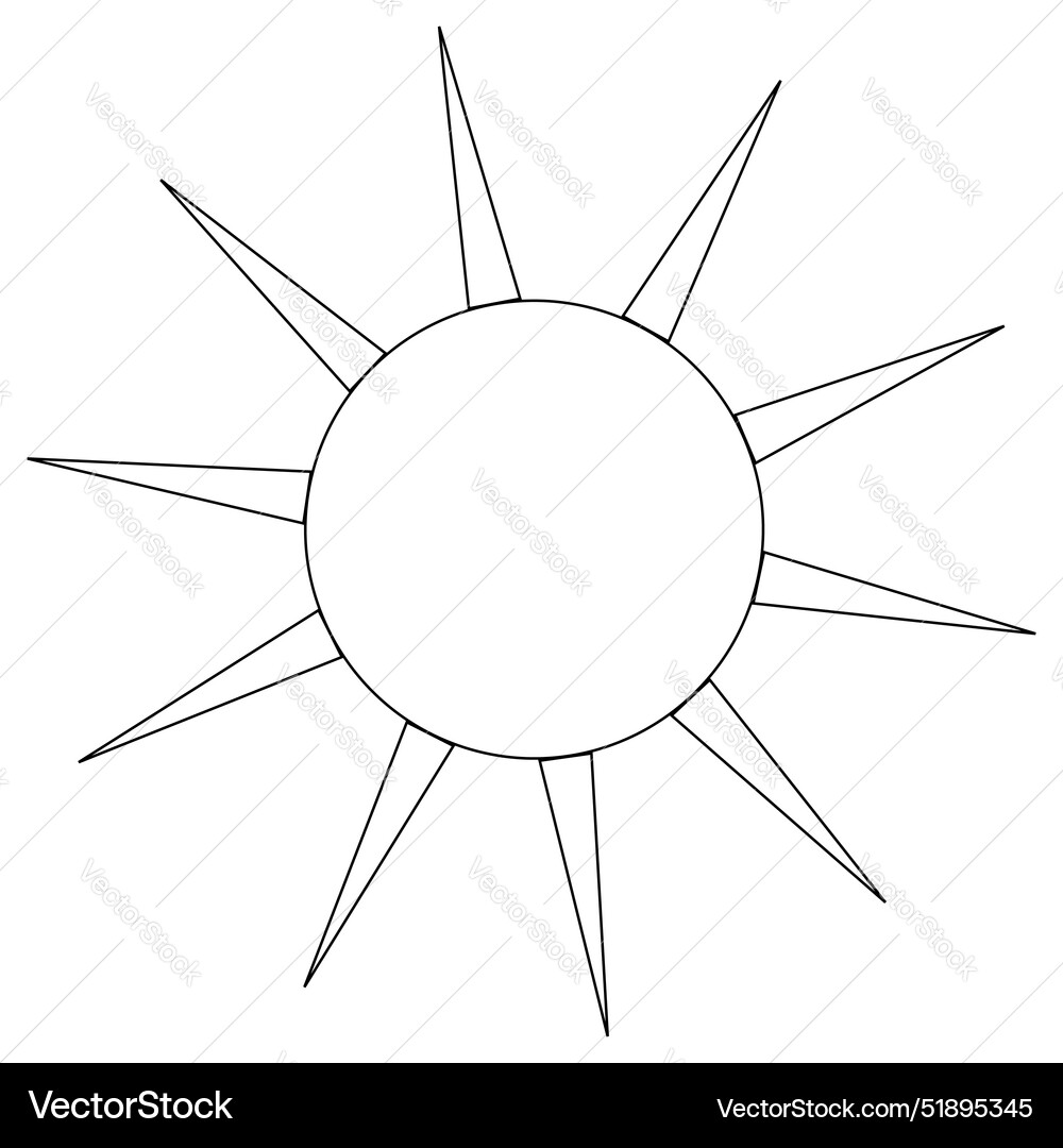 Summer sun coloring page for kids Royalty Free Vector Image