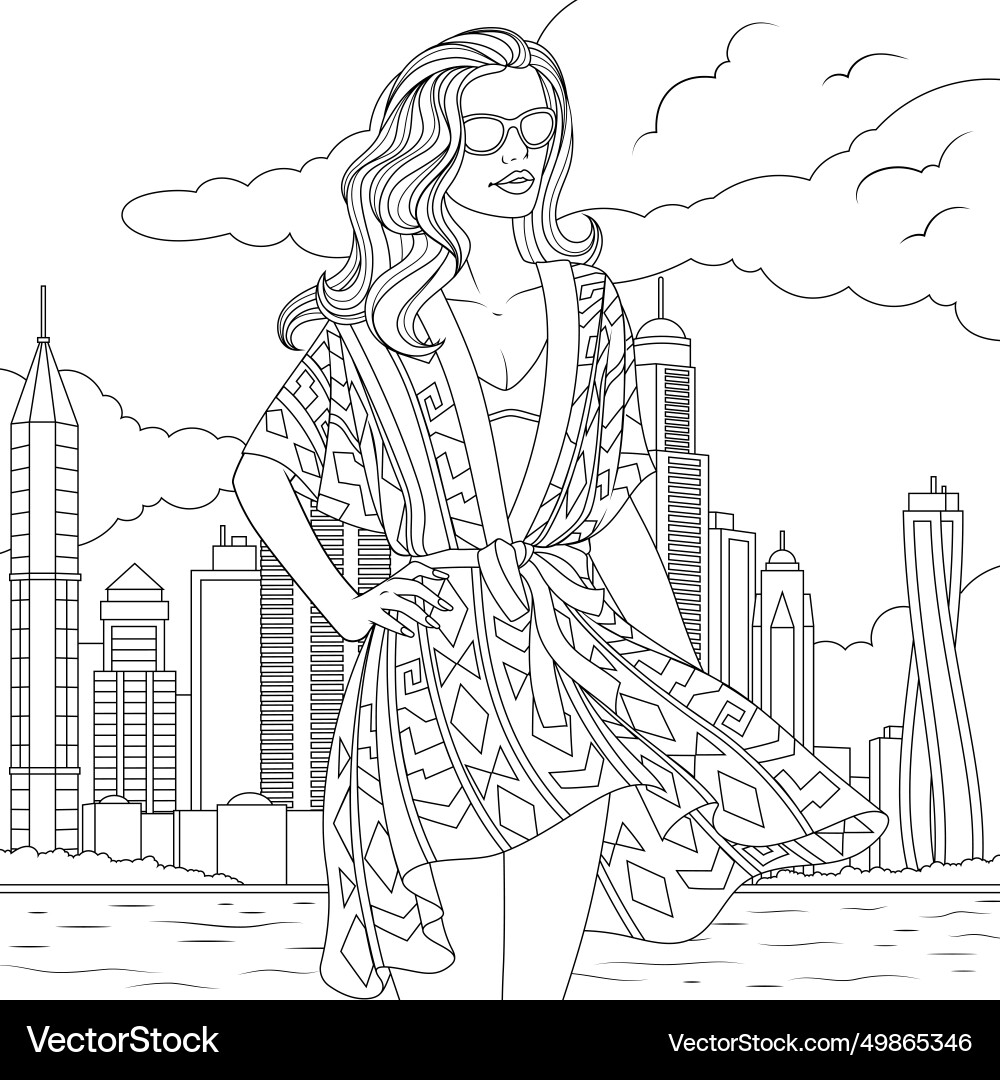 A beautiful girl in beach Royalty Free Vector Image