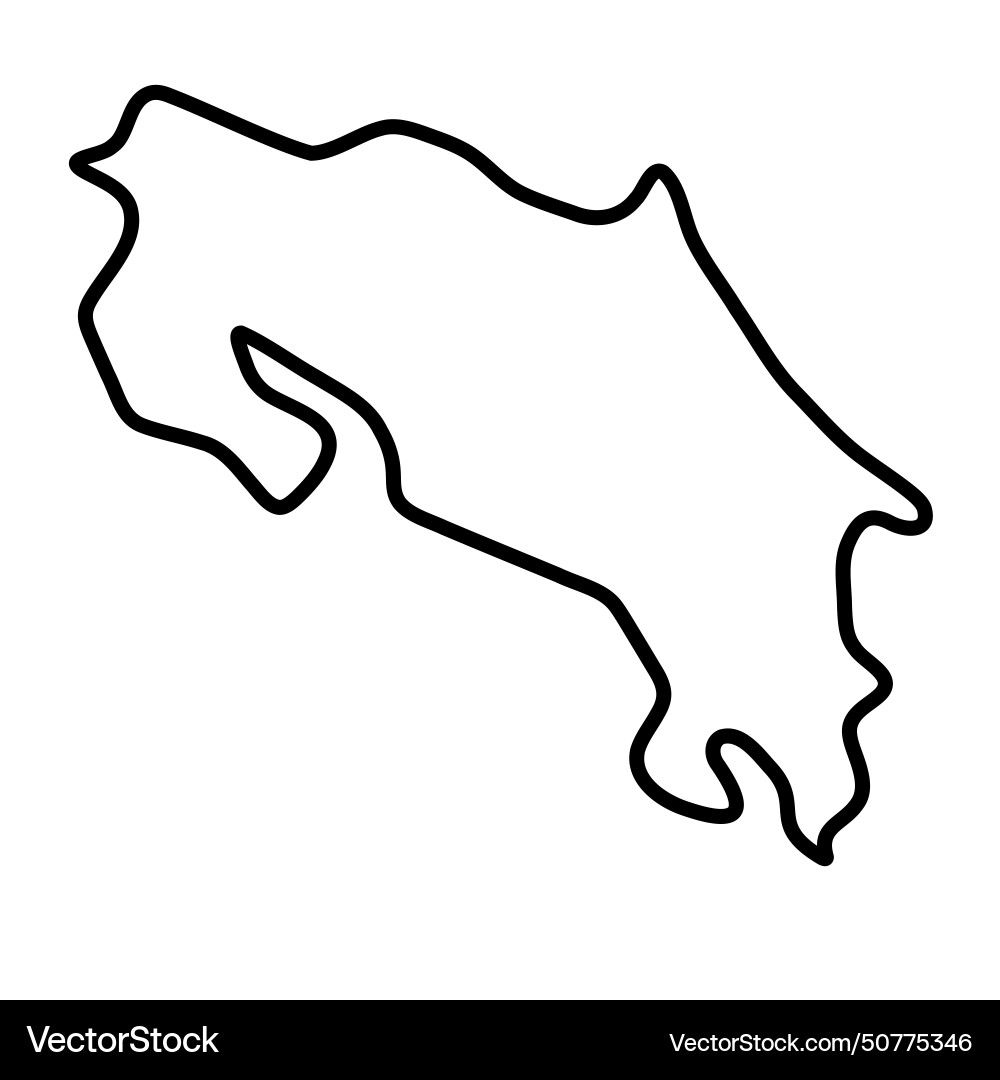 Costa rica simplified outline map Royalty Free Vector Image