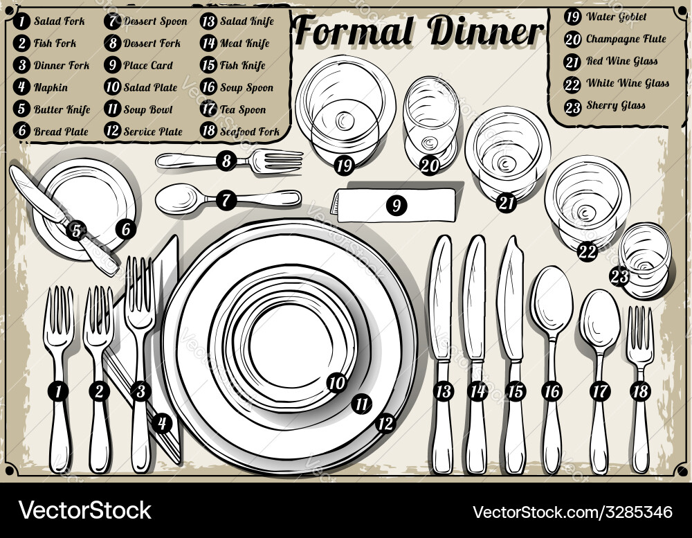 Elegant Formal Dinner Place Setting Royalty Free Vector