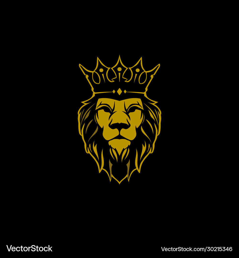 Golden abstract lion with crown Royalty Free Vector Image