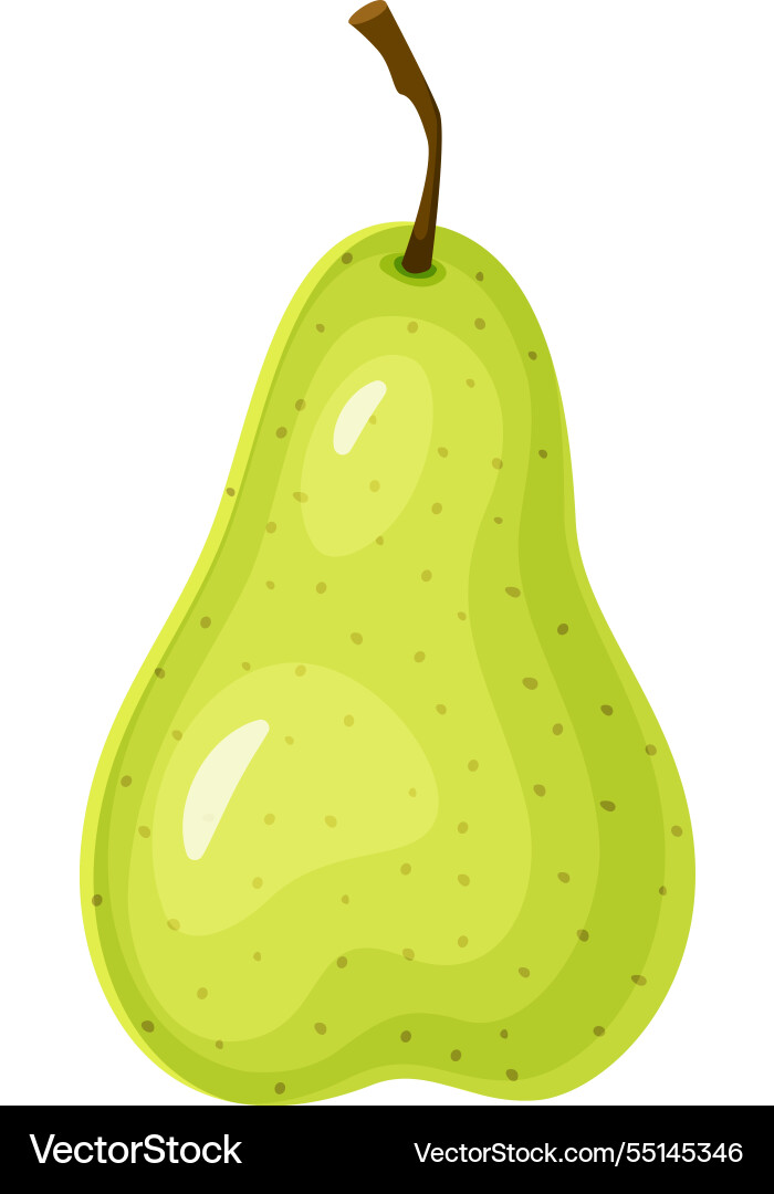 Green pear with stem and textured skin creating a Vector Image