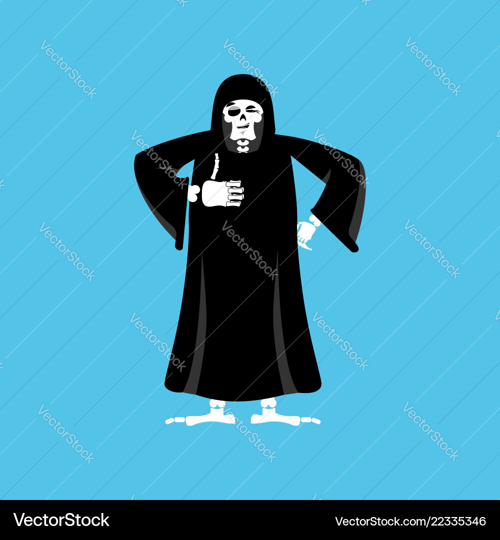 Grim reaper thumbs up death winks skeleton Vector Image