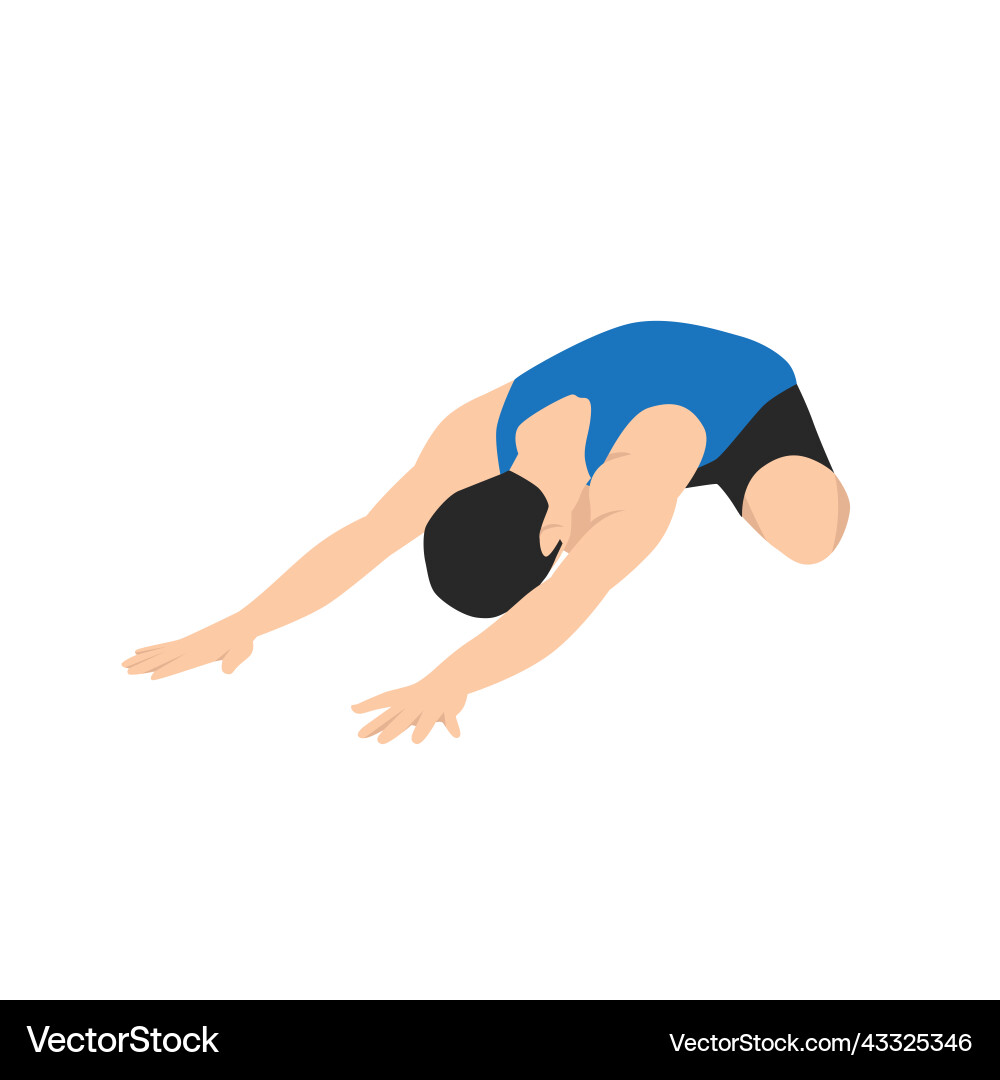 Man doing child pose variation exercise Royalty Free Vector