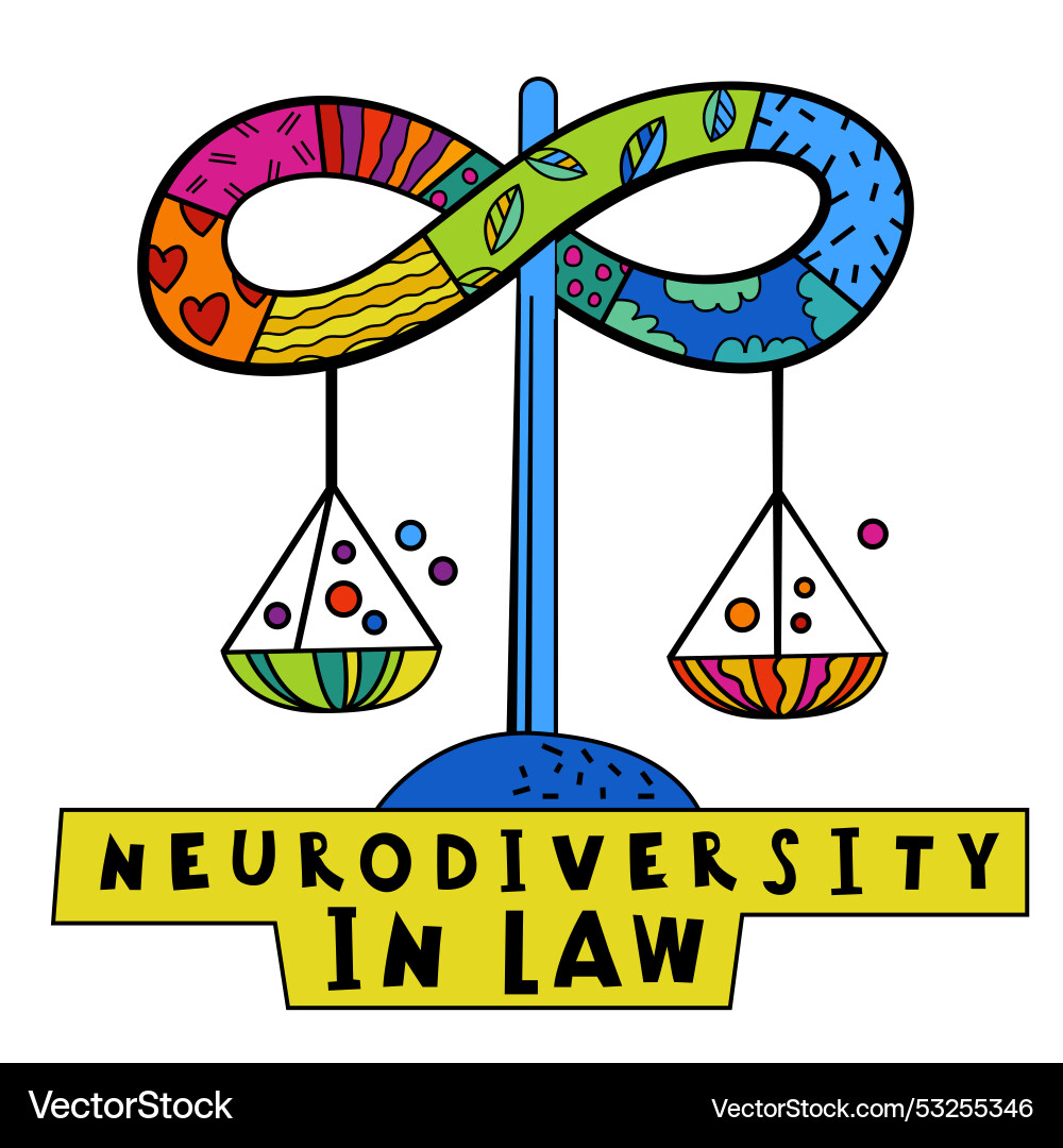 Neurodiversity in law hand-drawn editable Vector Image