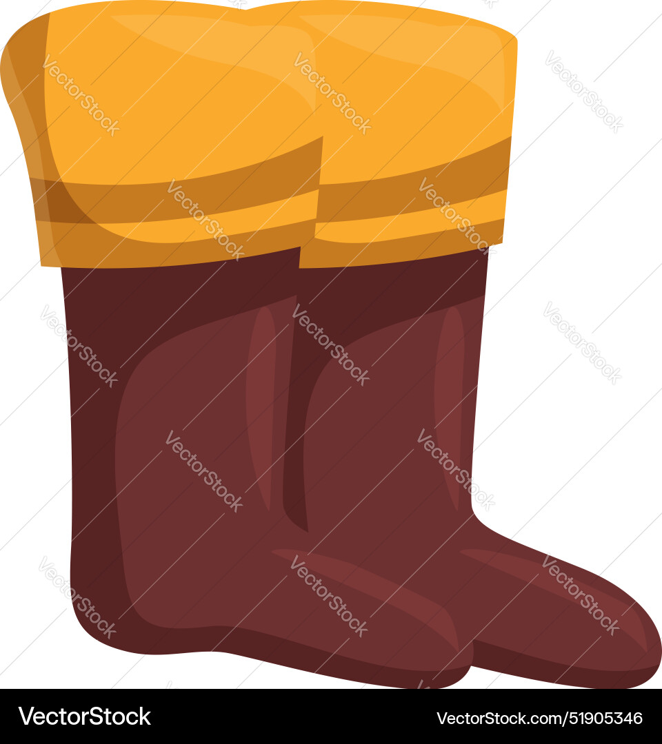 Pair of brown rubber boots standing tall Vector Image