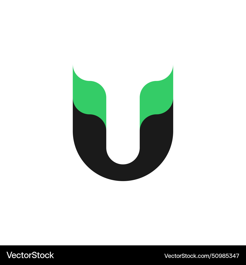 Black green logo letter u icon Royalty Free Vector Image