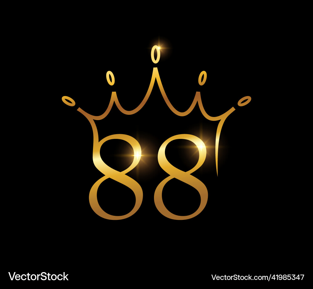 Golden luxury crown monogram number 88 Royalty Free Vector