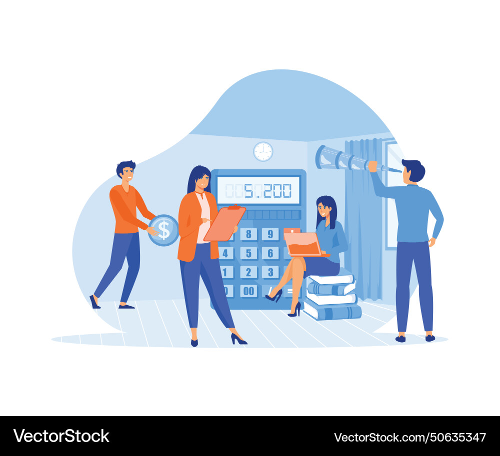 People study financial literacy and accounting Vector Image