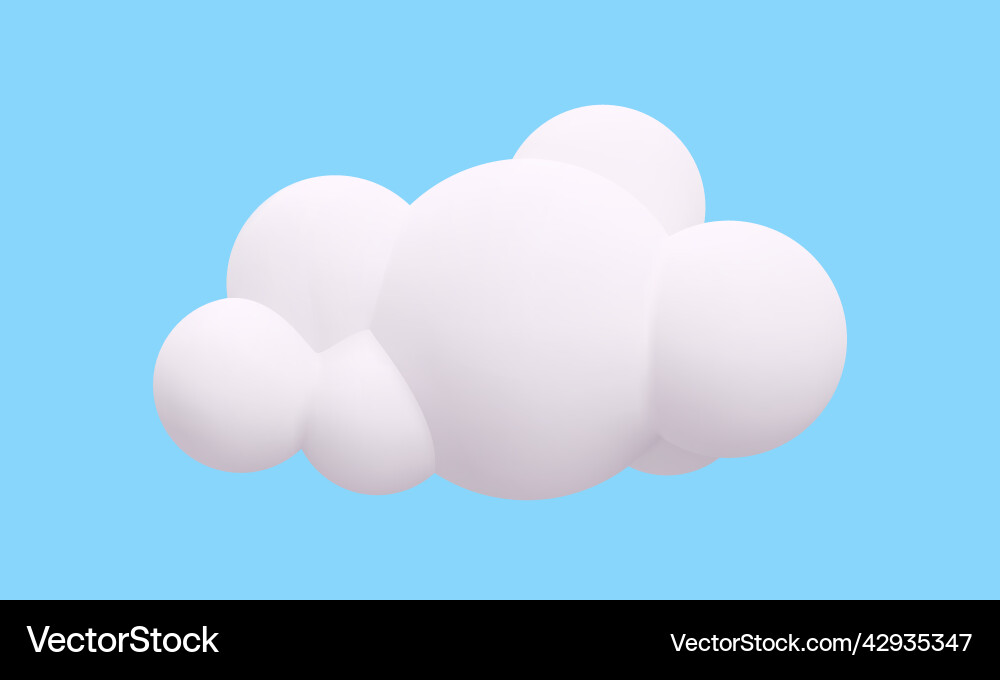 Render soft round cartoon fluffy cloud icon Vector Image