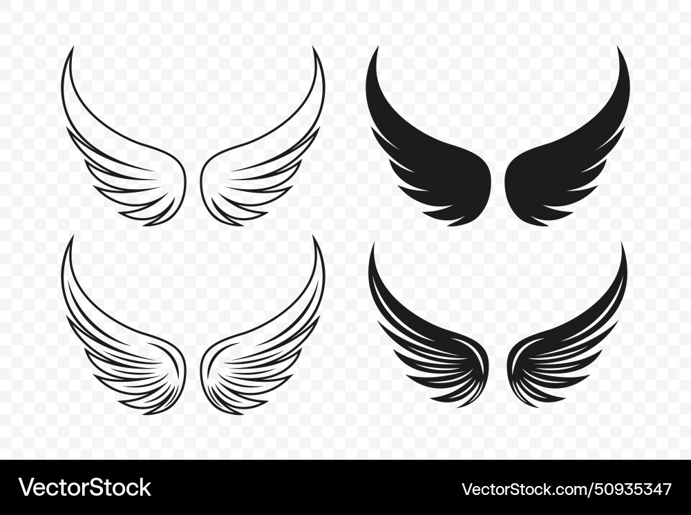 Wing icon set vintage angel wings Royalty Free Vector Image