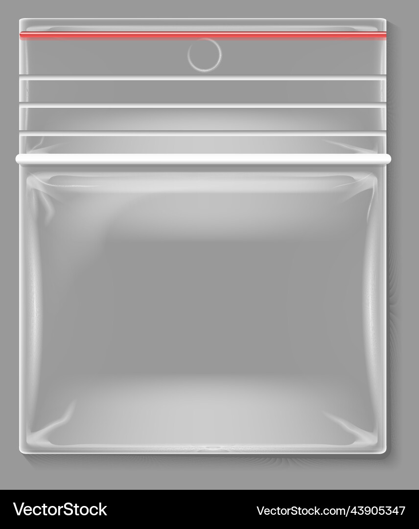 Zip lock plastic bag realistic transparent mockup Vector Image