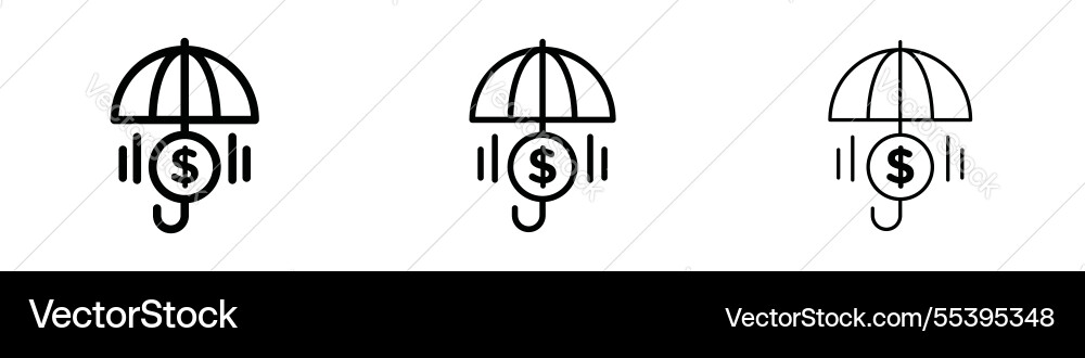 Assets protection icons in three different stroke Vector Image