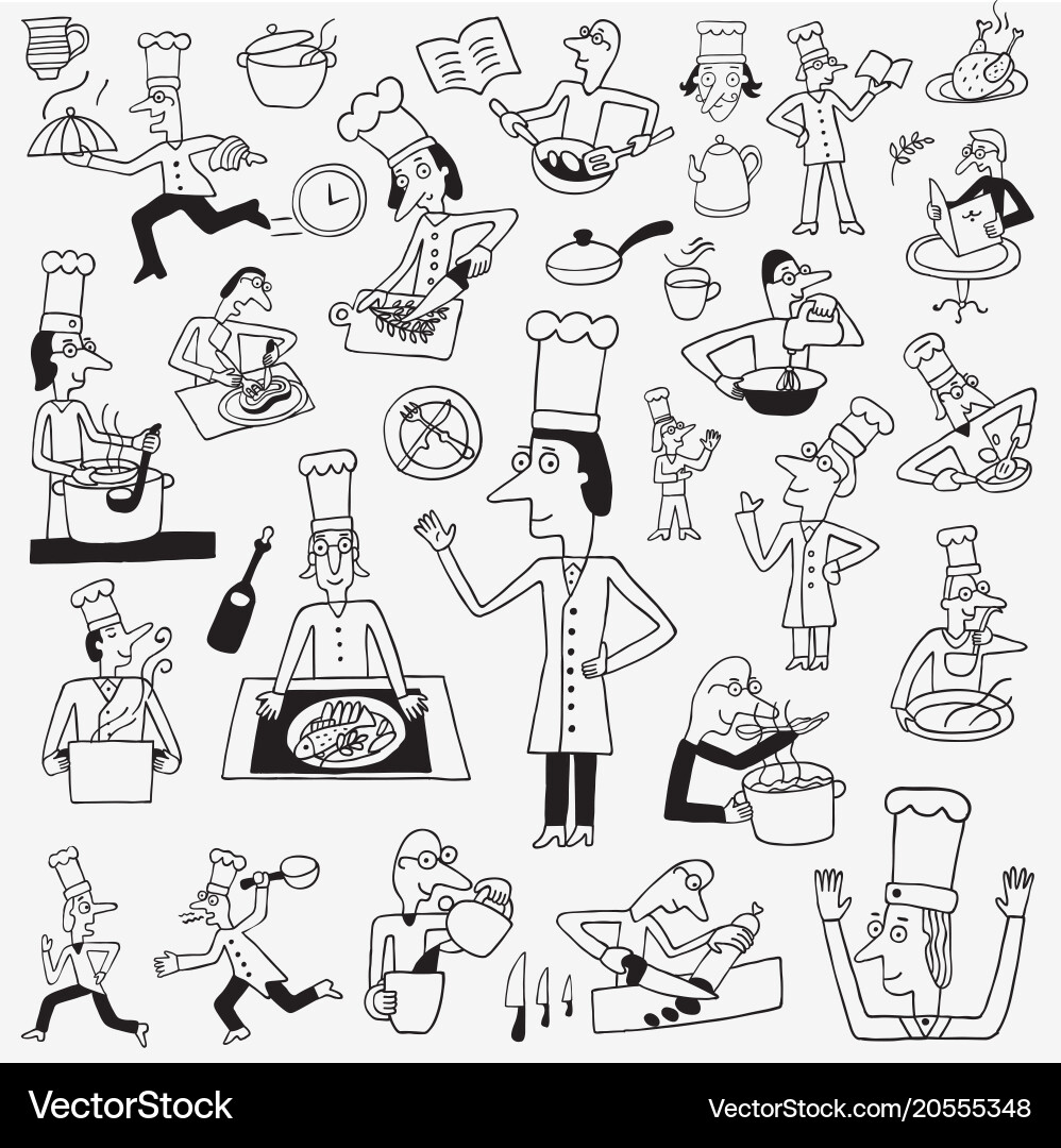 Cook character cartoons Royalty Free Vector Image