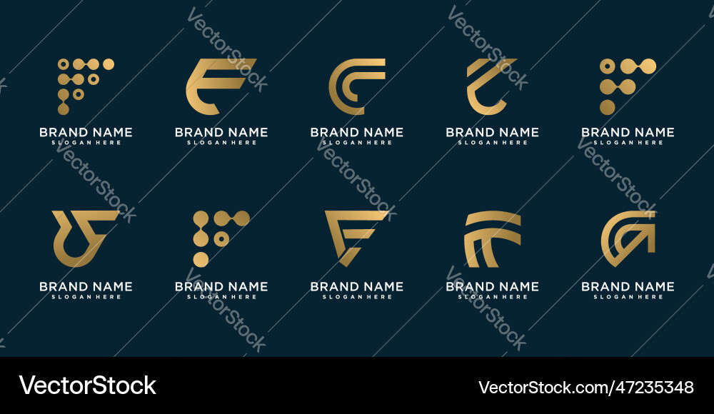 F logo collection with creative element concept Vector Image