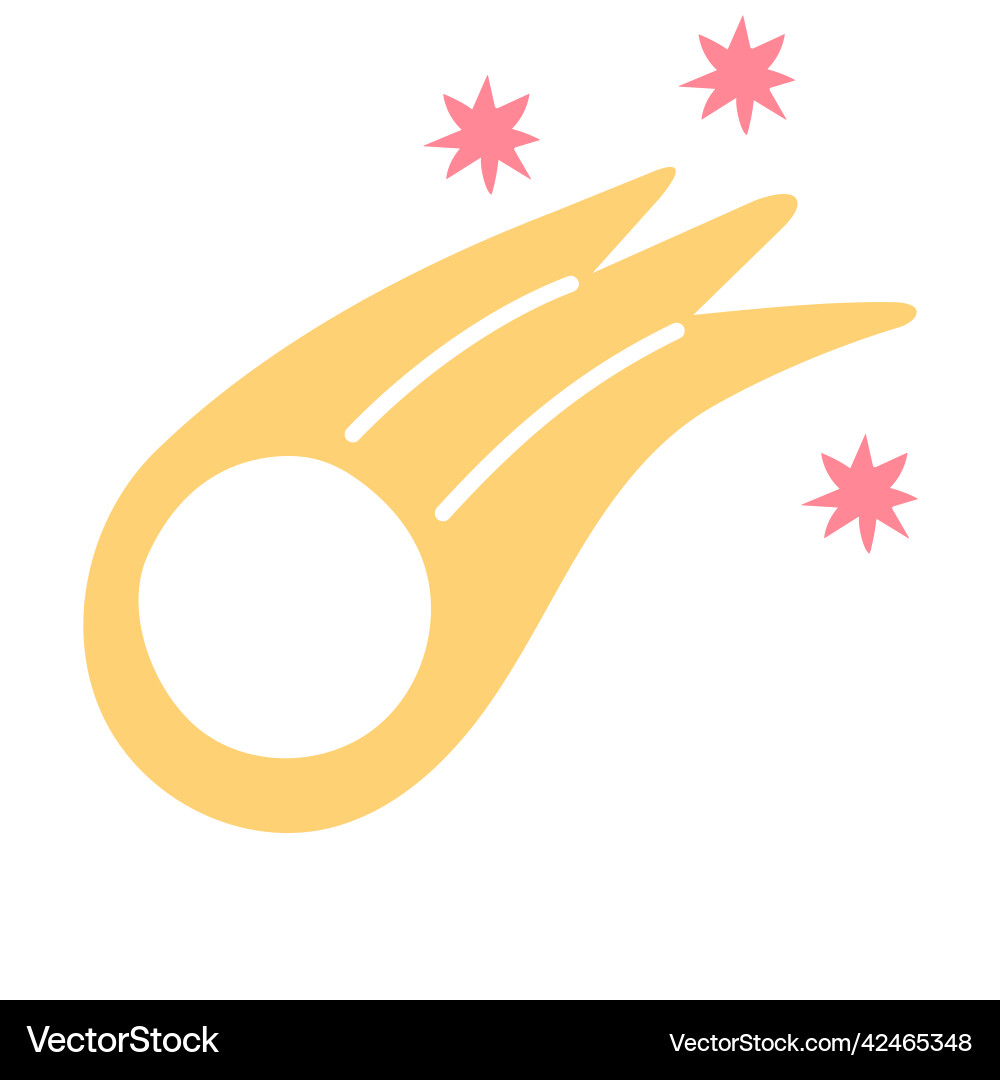 Flying cosmic meteorite cute planet doodle comet Vector Image
