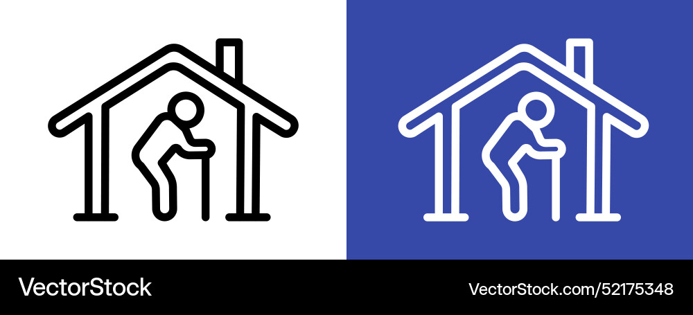 Retirement home logo sign set outline Royalty Free Vector