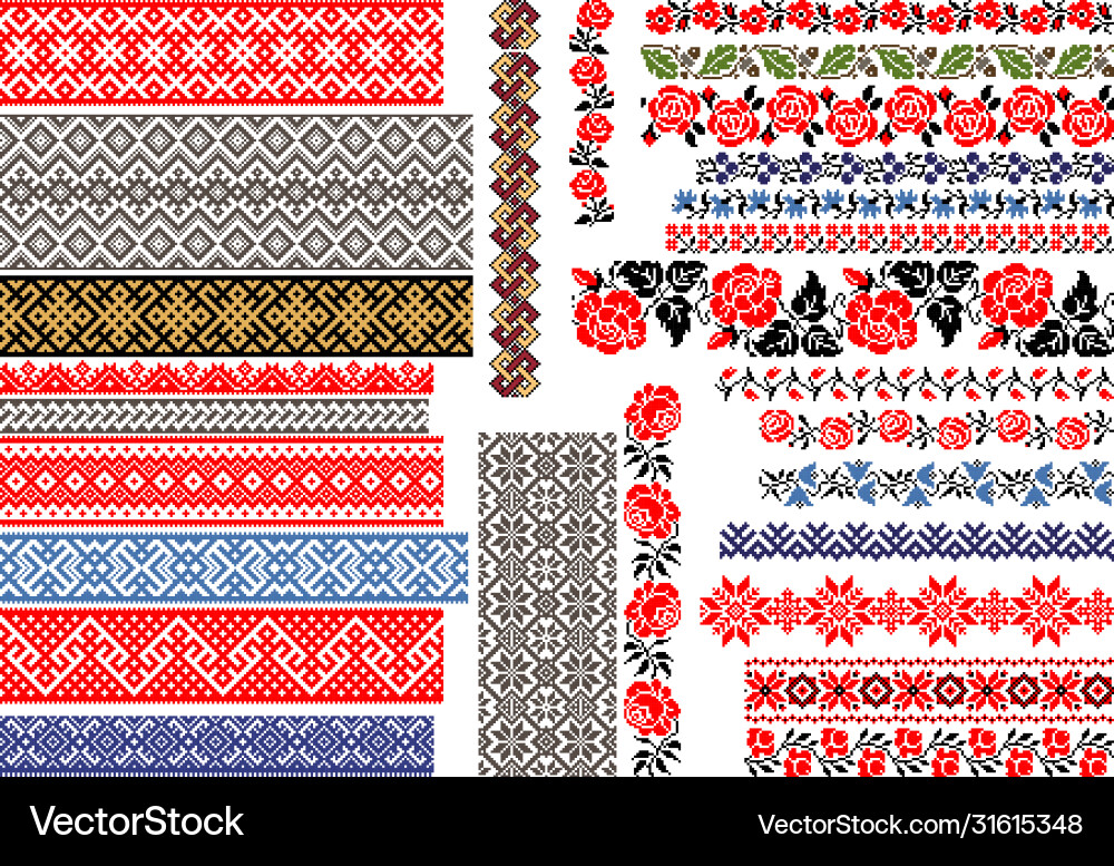 Seamless ethnic and vintage embroidery patterns Vector Image