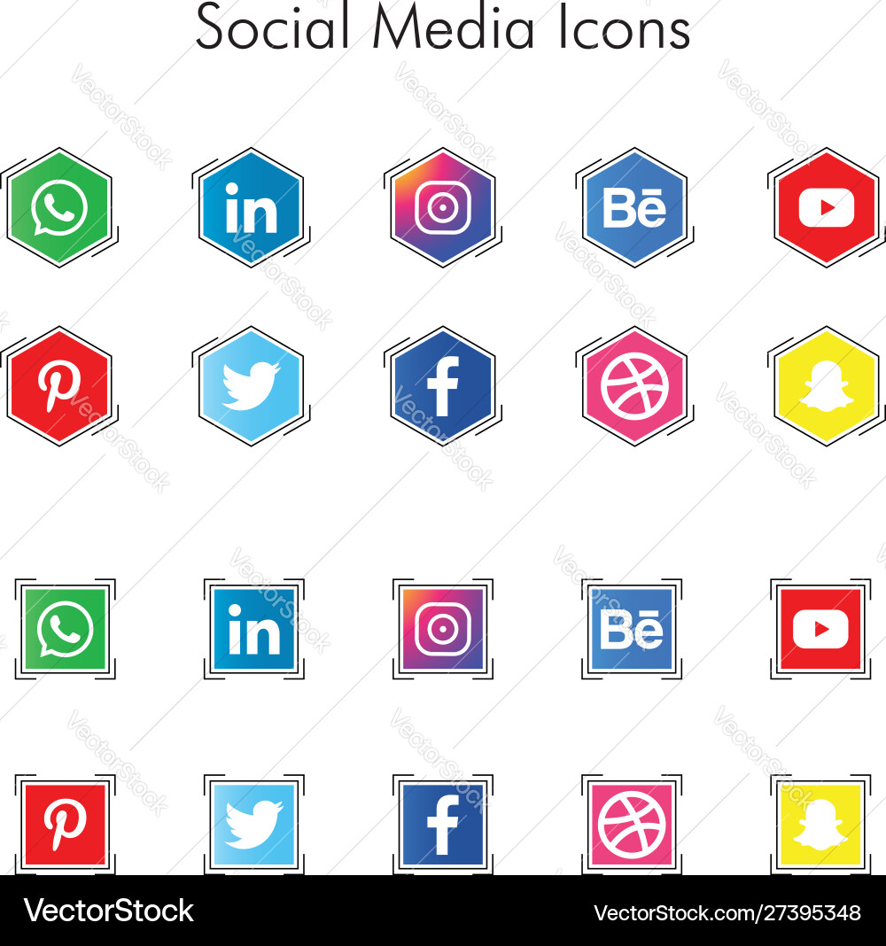 Social media icon collection Royalty Free Vector Image