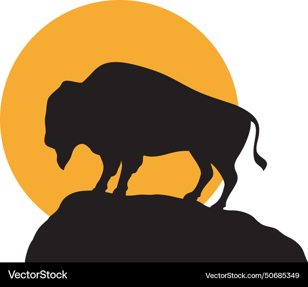 American Bison at Sunset Royalty Free Vector Image