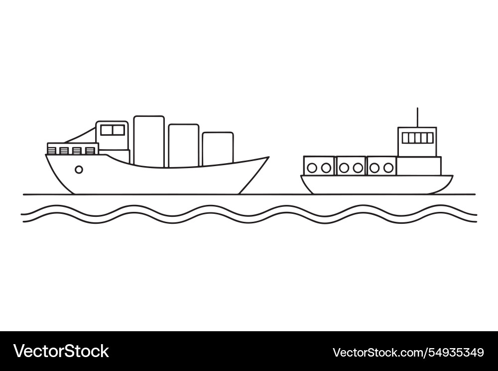Cargo ship train water transport isolated Vector Image