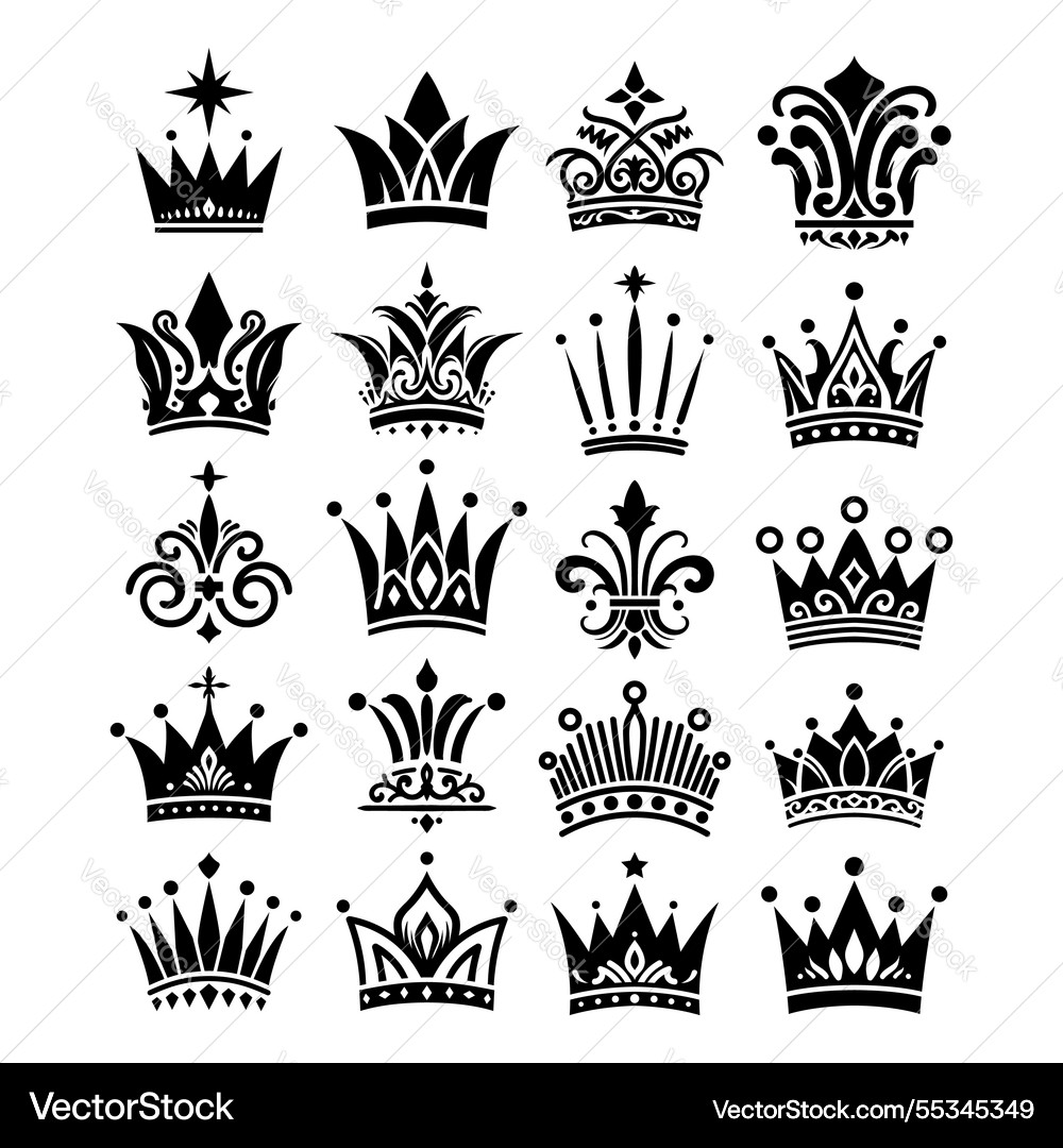 Crown element in black color Royalty Free Vector Image