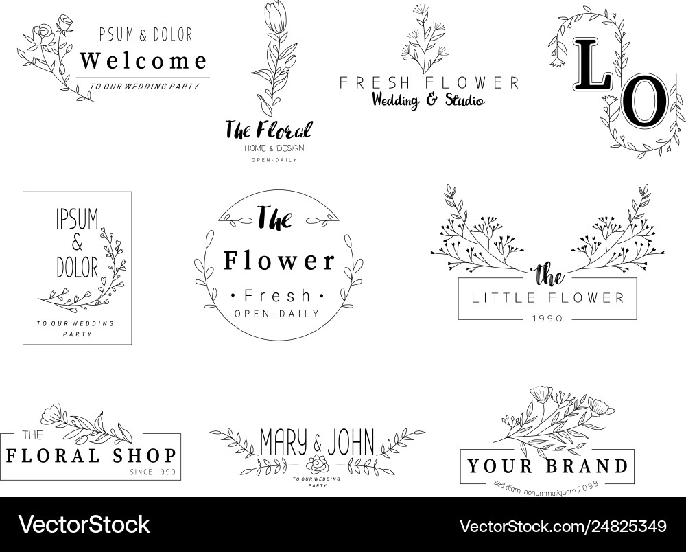 Floral frame set for wedding flower shop Vector Image