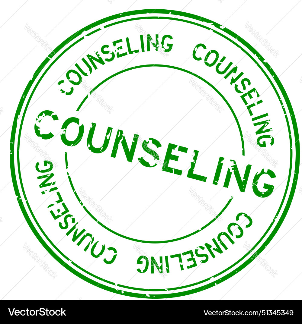 Grunge green counseling word round rubber seal Vector Image