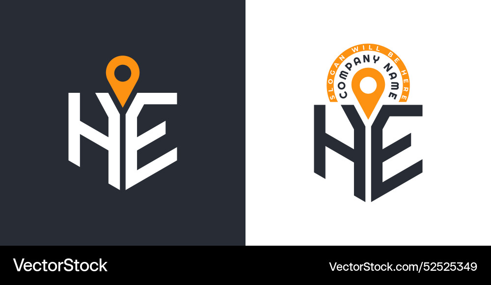 He location logo bundle letter dual icons Vector Image