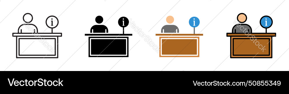 Help desk information icon set reception info Vector Image