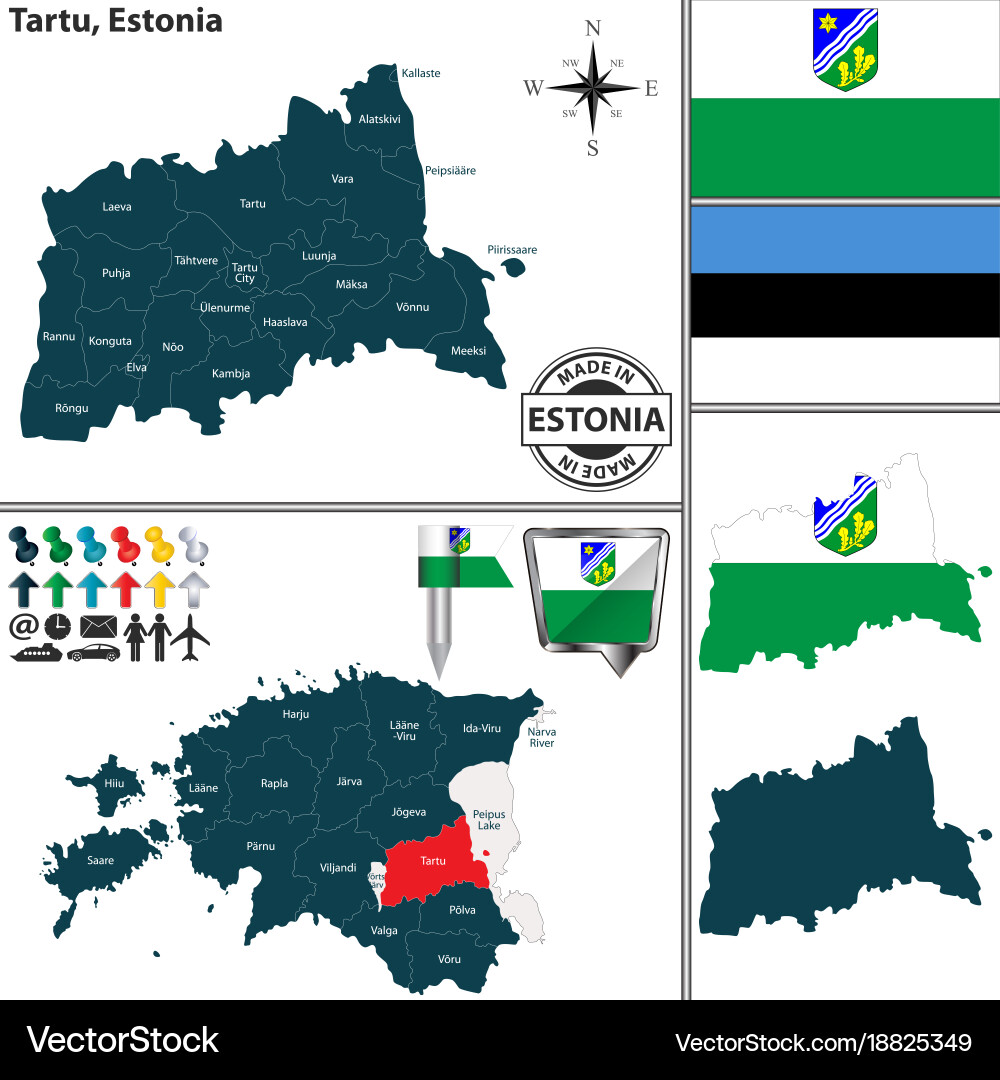 Map of tartu estonia Royalty Free Vector Image
