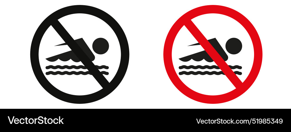 No swimming allowed sign for water safety Vector Image