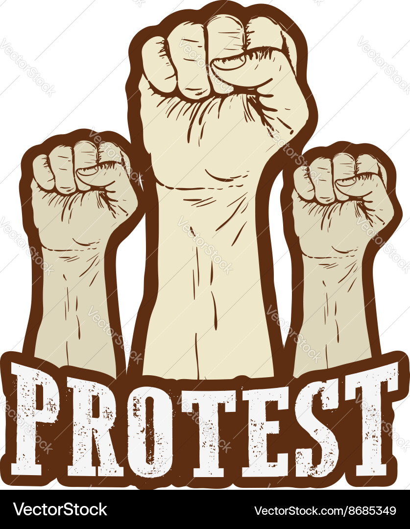 Raised fist held in protest Royalty Free Vector Image