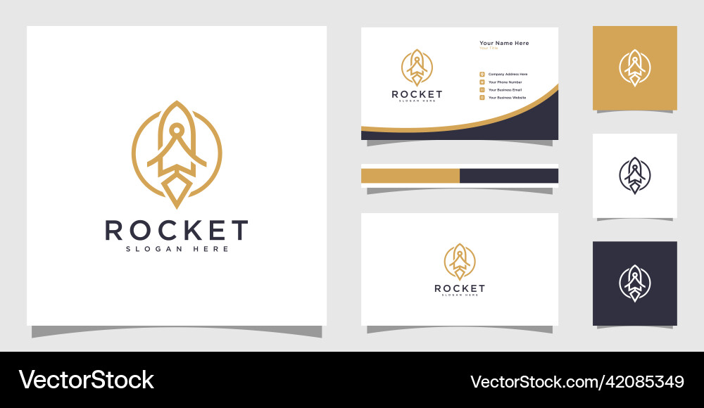 Rocket launch logo template Royalty Free Vector Image