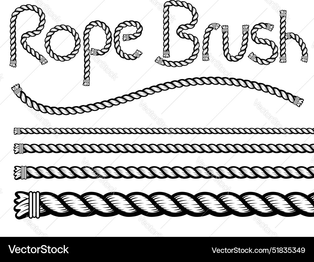 Rope brush with tied off ends editable scalable Vector Image
