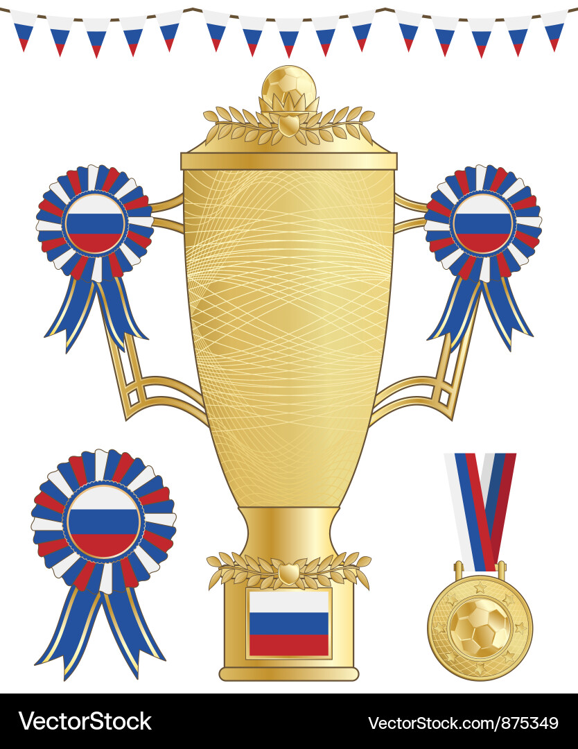 Russia football trophy Royalty Free Vector Image