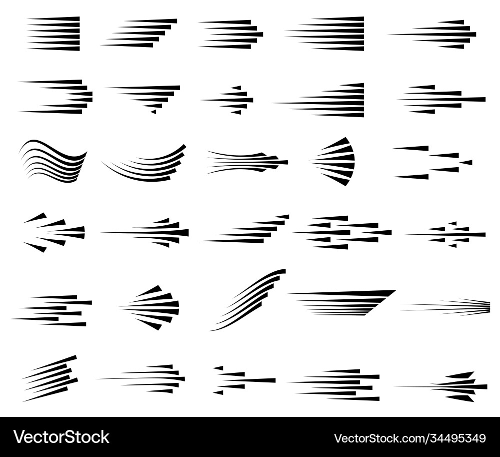 Speed lines icons set fast motion symbols Vector Image