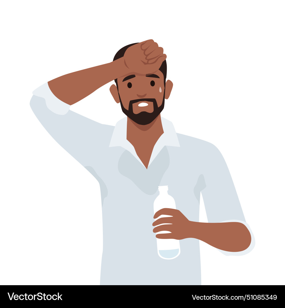 Sunburned Man - Heat Exhaustion Royalty Free Vector Image