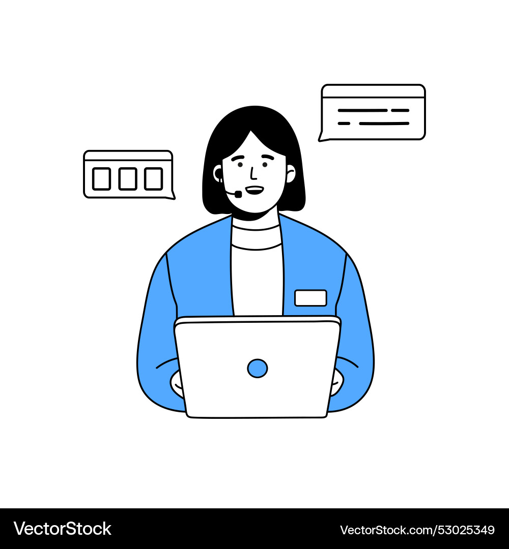 Support service employee helps to client worker Vector Image