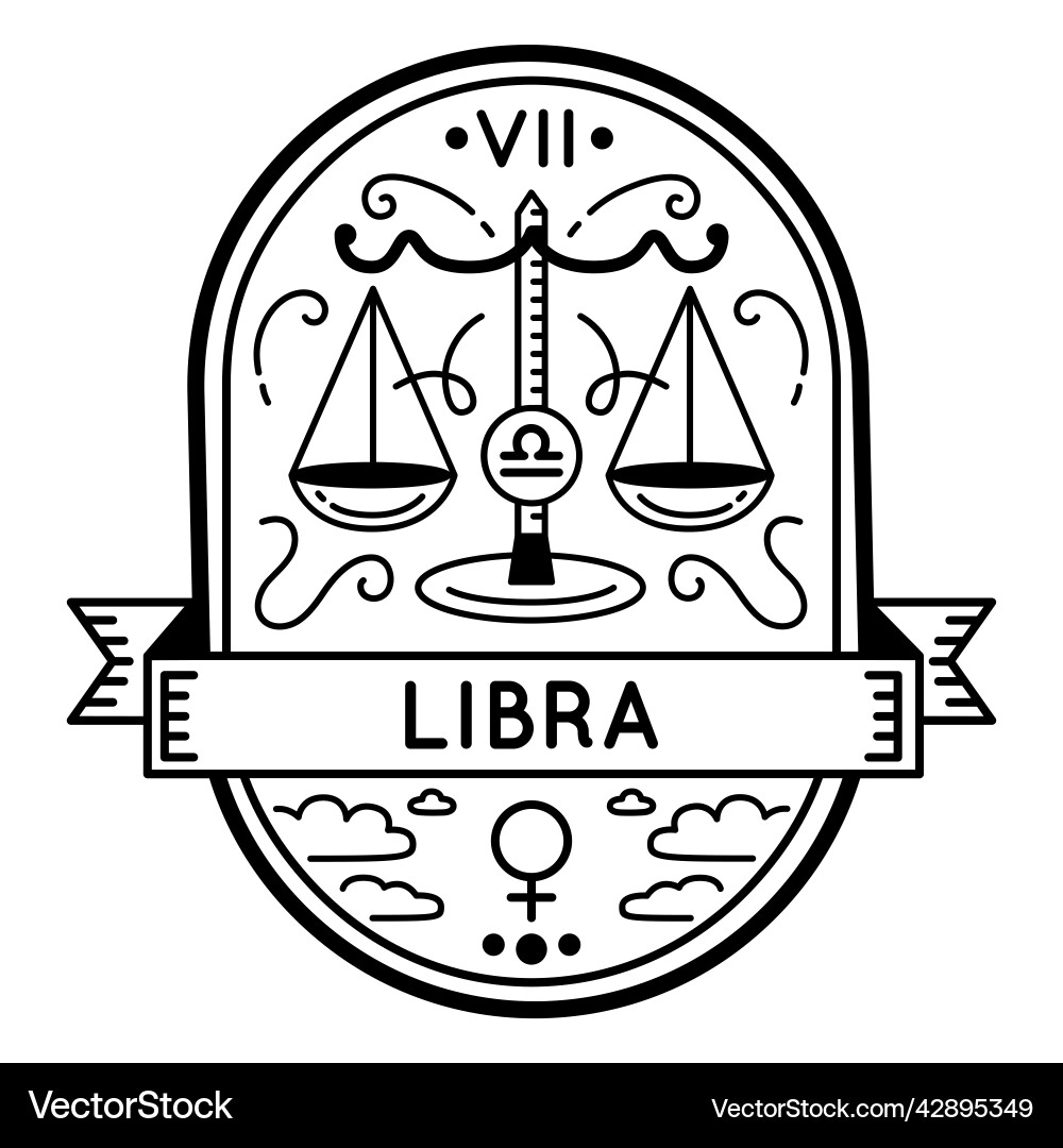 Zodiac badge symbol libra stroke high quality Vector Image