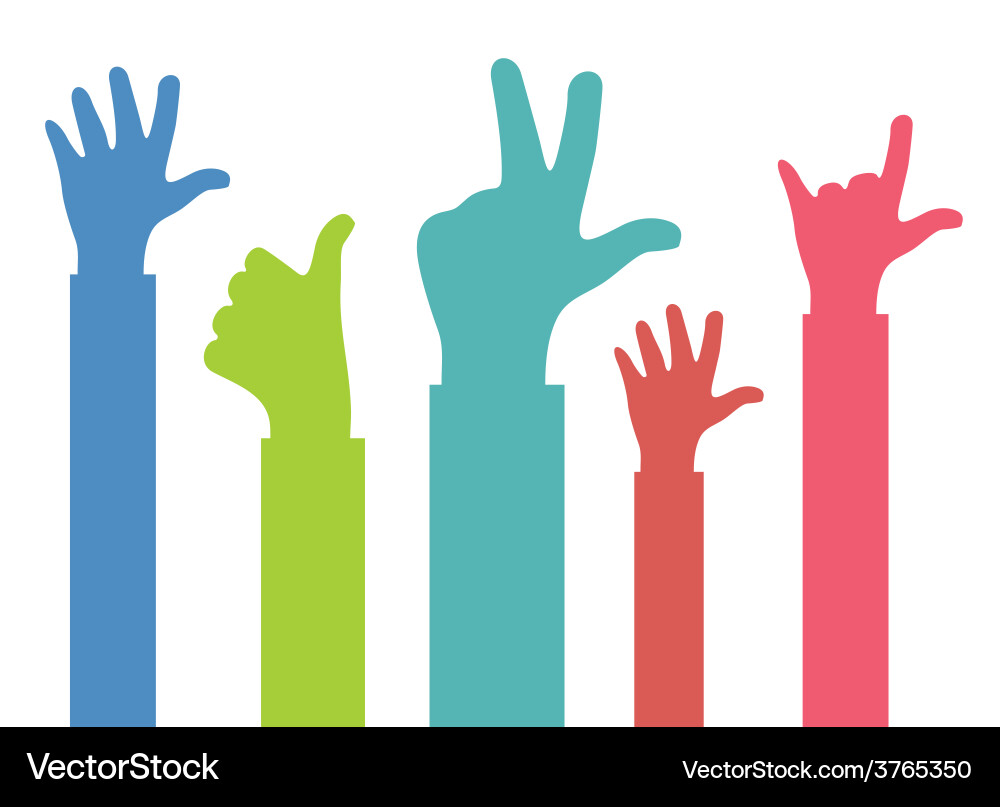 Colors hands up Royalty Free Vector Image - VectorStock