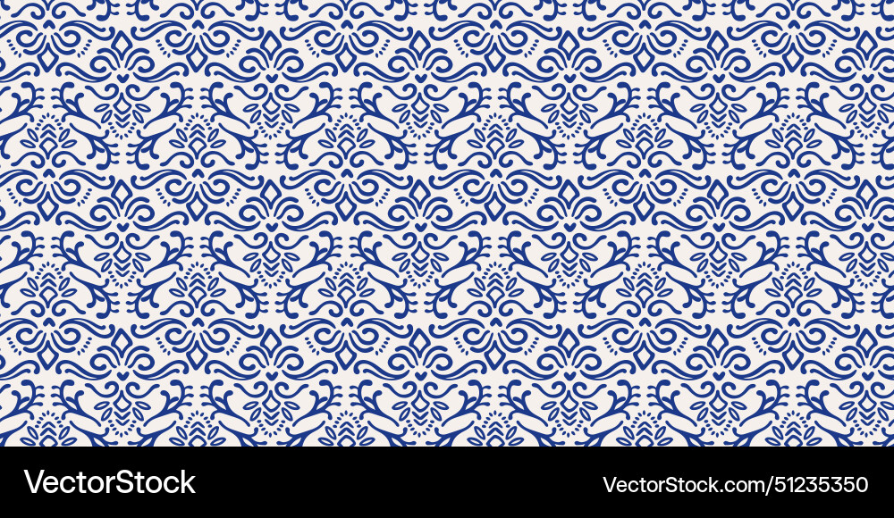 Ethnic blue seamless patterns with plant Vector Image